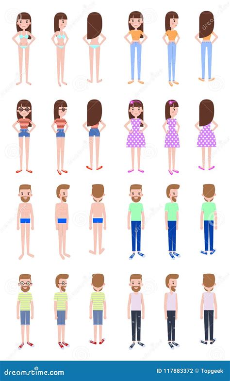 Man And Woman Constructor Vector Illustration Stock Vector