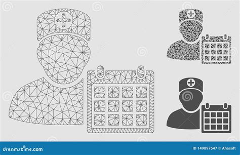 Doctor Schedule Calendar Vector Mesh Carcass Model And Triangle Mosaic