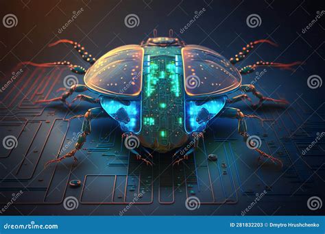Electronic Bug On Circuit Computer Virus Concept Spy Bug Generative
