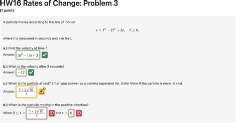 Solved Point A Particle Moves According To The Law Of Chegg