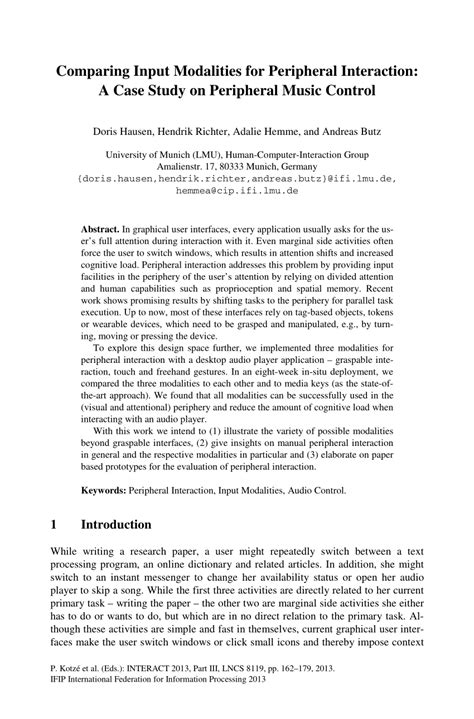 Pdf Comparing Input Modalities For Peripheral Interaction A Case