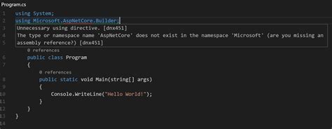 core prevent intellisense from complaining about dnx451 when
