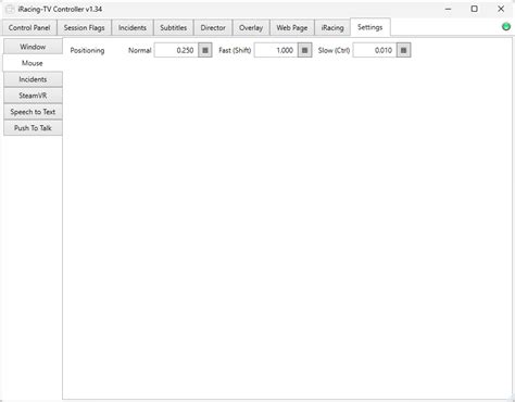 Settings Mouse IRacing TV