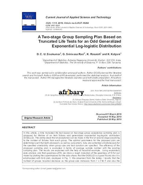 a two stage group sampling plan based on truncated life tests for an