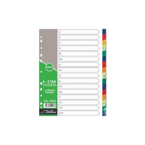 Treeline Pvc Index Divider Tab A Z GeeWiz