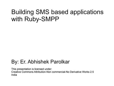 Building Sms Applications With Ruby Smpp Pdf Smartphones Consumer Electronics