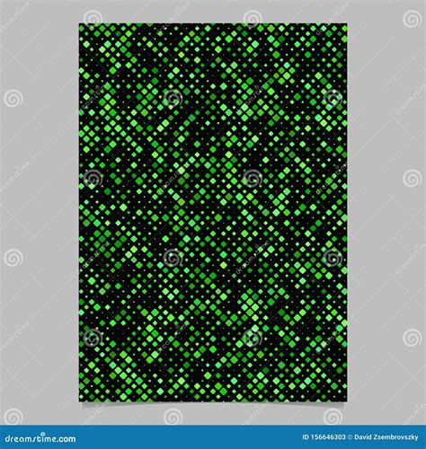 Green Geometrical Diagonal Rounded Square Mosaic Pattern Brochure Background Stock Vector