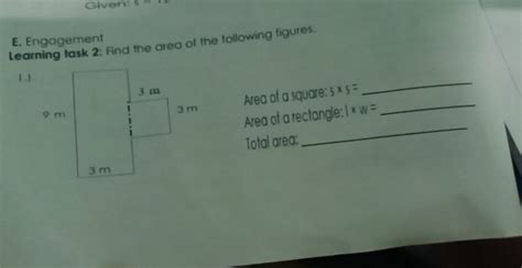 Solved Given E Engagement Learning Task 2 Find The Area Of The