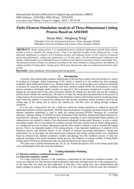 Finite Element Analysis On Temperature Distribution In Turning Process Using Deform 3 D Pdf