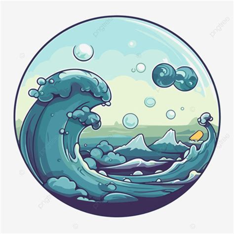 바다 거품 벡터 스티커 클립 아트 만화 바다 물결과 바다의 거품 상표 클립 아트 Png 일러스트 및 벡터 에 대한 무료