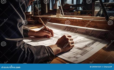 Engineer Architect Develops A Layout Of Architecture Stock Illustration Illustration Of