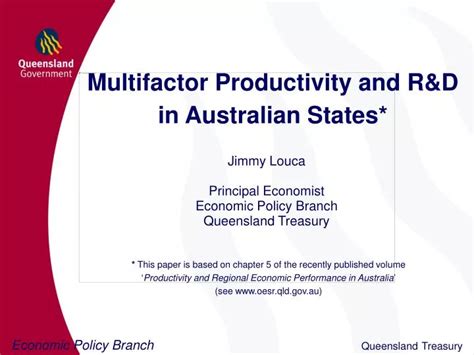 Ppt Multifactor Productivity And Randd In Australian States Powerpoint