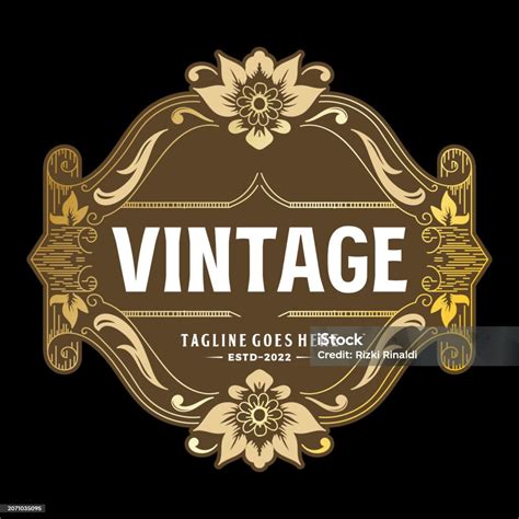 원형 포도 수확 꽃 테두리 프레임 포도 수확 로얄 크라운 배지 상징 우표 상표 디자인 벡터 Thc에 대한 스톡 벡터 아트 및 기타 이미지 Thc 개척시대의 서부