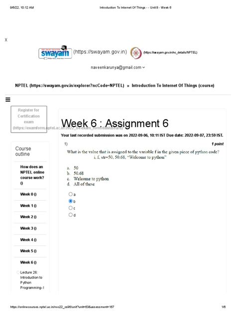 Week 6 Introduction To Internet Of Things Unit 8 Week 6 Solutions Pdf