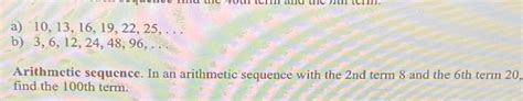 Solved Arithmetic Sequence In An Arithmetic Sequence With Chegg