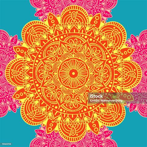 꽃 동기와 원활한 민족 패턴입니다 만다라 직물 및 종이 위한 양식된 인쇄 템플릿입니다 Boho 세련 된 디자인입니다 여름 패션입니다 기하 도형에 대한 스톡 벡터 아트 및