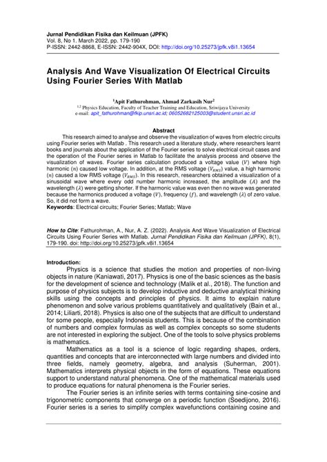 Pdf Analysis And Wave Visualization Of Electrical Circuits Using