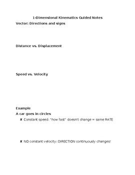 D Kinematics Guided Notes By Rod S Ecosystem Lab TPT