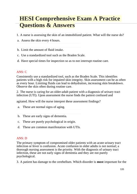 Hesi Comprehensive Exam A Practice Questions And Answers Exit Hesi