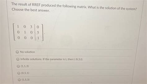 Solved The Result Of Rref Produced The Following Matrix