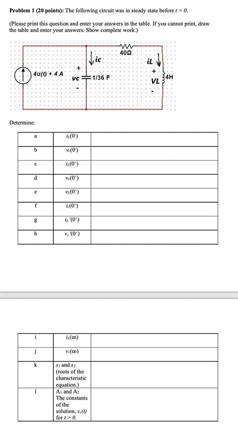 Solved Problem 1 20 Points The Following Circuit Was In
