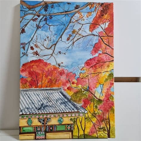 경주 불국사 가을 단풍 가을 나무 그림 중학교 미술 초등학교 미술