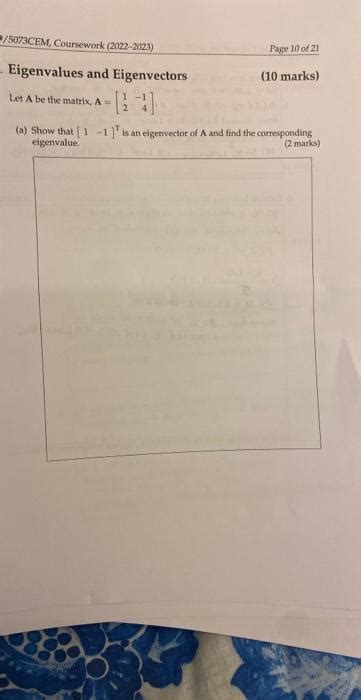 Solved Eigenvalues And Eigenvectors 10 Marks Let A Be The