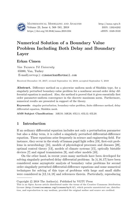 Pdf Numerical Solution Of A Boundary Value Problem Including Both