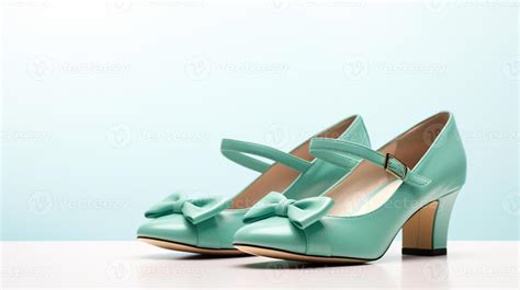 Ai Generated Cyan Mary Janes Shoes Isolated On White Background With