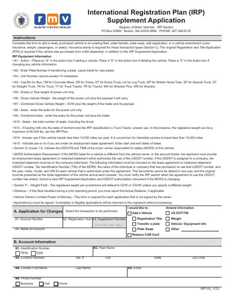Form Irp103 Download Fillable Pdf Or Fill Online International Registration Plan Irp