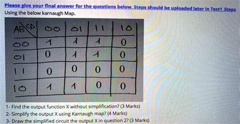 Solved Using The Below Karnaugh Map Find The Output Function X Without Simplification 3