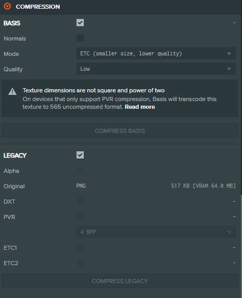 Solved Not Able To Use Texture Compression Feature Help And Support