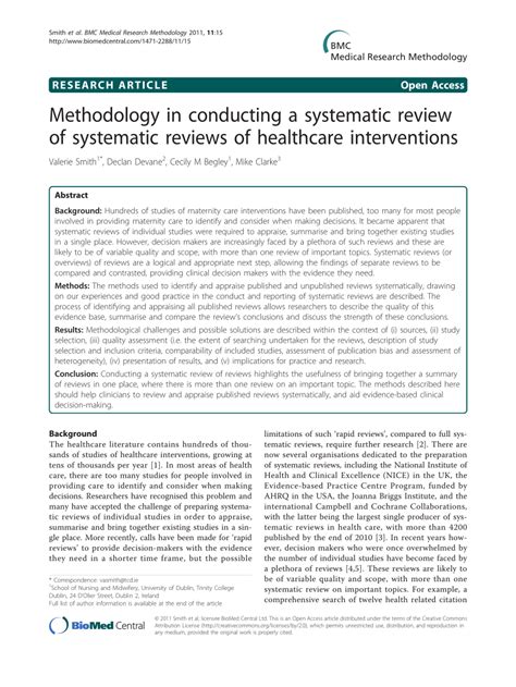 Pdf Methodology In Conducting A Systematic Review Of Systematic Review Of Healthcare Interventions