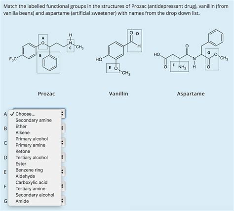 Solved Match The Labelled Functional Groups In The
