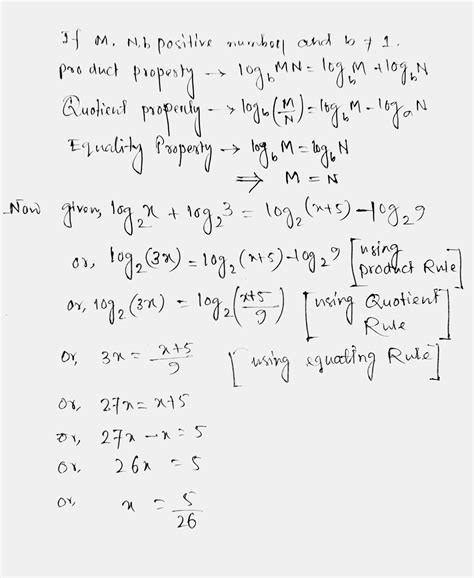 Solved 13 5 Pts Solve The Following Log Equation Logzx Log23