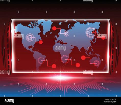 World Map Cyber Line Attack By Hacker Concept Background Vector Illustration Eps10 Stock Vector