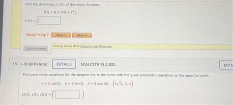 Solved Find The Derivative R T Of The Vector Function Chegg Com