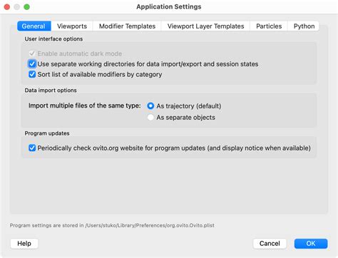 General Settings — Ovito User Manual 3141 Documentation