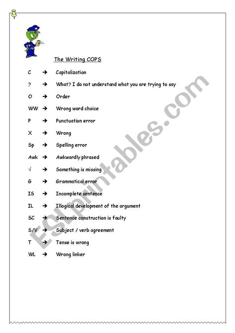 Writing Correction Code Esl Worksheet By Houdamessaoudi