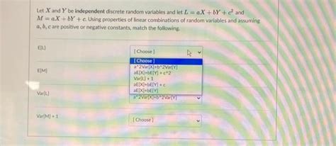 Solved Let X And Y Be Independent Discrete Random Variables