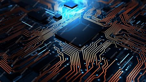 Premium Photo Technological Matrix Abstract Microchip Motherboard Background