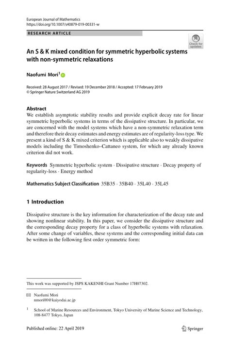 Pdf An Mathrm S S And Mathrm K K Mixed Condition For