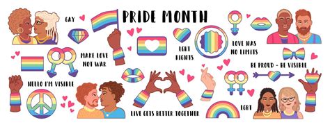 프라이드 플래그 성별 표시 무지개가 있는 Lgbtq 커뮤니티 기호 모음입니다 프라이드 월 개념입니다 게이 퍼레이드 기호