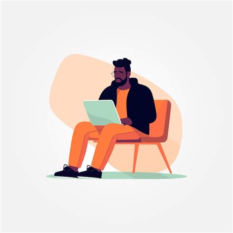 premium vector man working on his laptop in the office