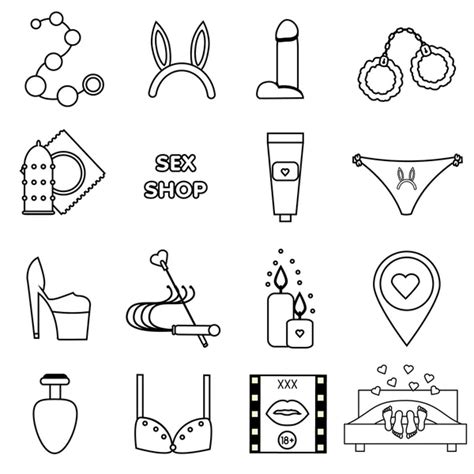 Ícones sex shop símbolos eróticos jogos para adultos brinquedos adesivos imagem vetorial de