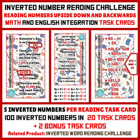 Inverted Number Reading Challenge Task Cards Made By Teachers