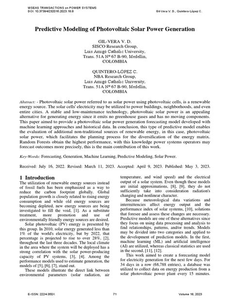 Predictive Modeling Of Photovoltaic Solar Power Ge Pdf