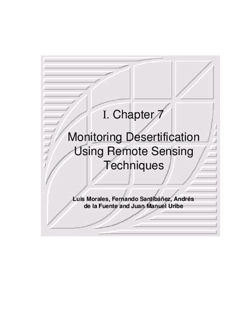 Pdf Monitoring Desertification Using Remote Sensing Techniques