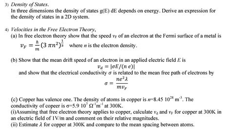 Solved 3 Density Of States In Three Dimensions The Density