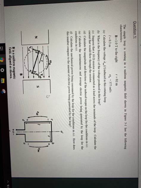 Solved Question 1 The Simple Loop Is Rotating In A Uniform